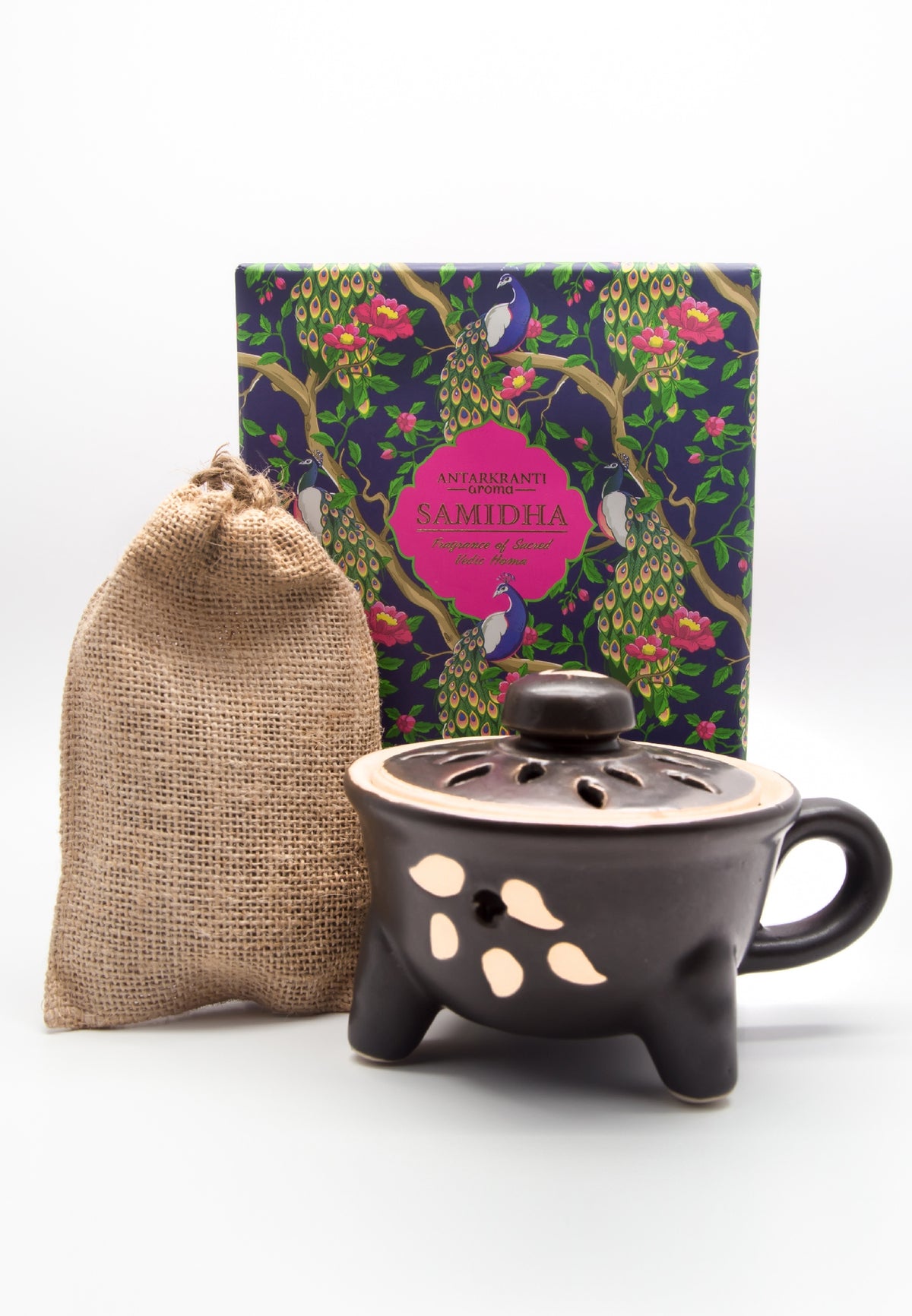 Buy Samidha gift set with black Ceramic Burner | Earth Inspired